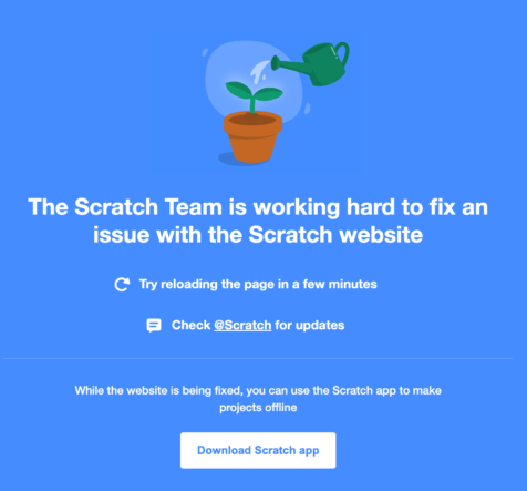 スクラッチのサイトがダウンするとこうなる - スクラッチコーチ